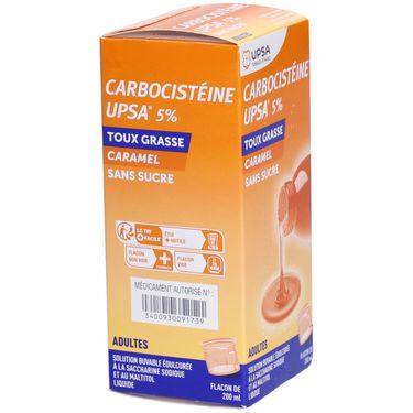 CARBOCISTÉINE 5% Toux Grasse Adulte - Sirop sans sucre 200 ml - Redcare ...