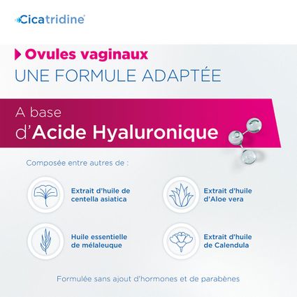 Cicatridine 10 Ovules Vaginaux à l’Acide Hyaluronique, Cicatrisation de ...