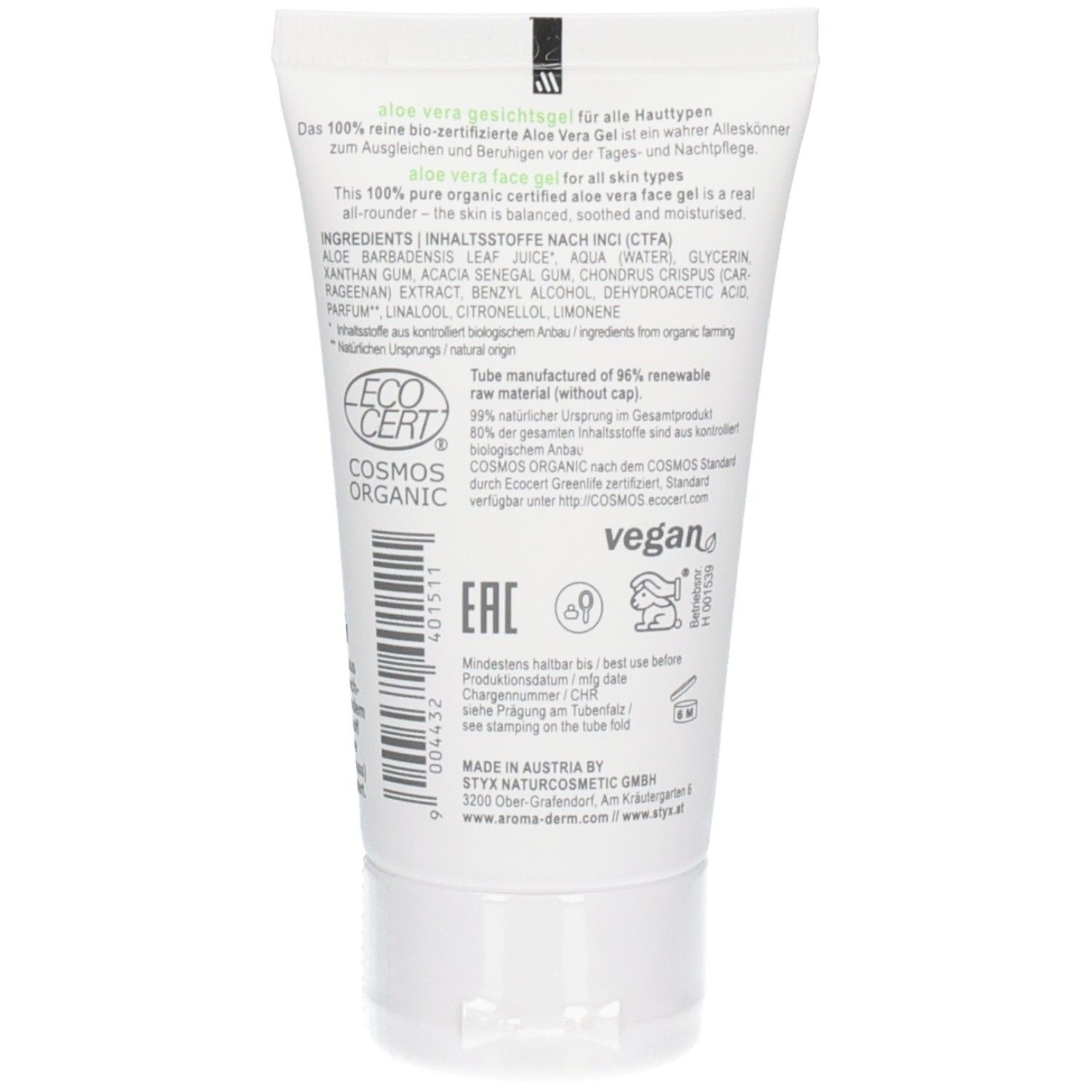 STYX AROMADERM Gel Visage Aloe Vera 50 ml - Redcare Pharmacie