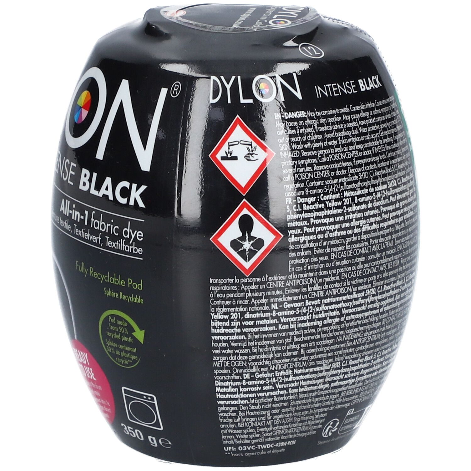 Dylon Intense Black All-in-1 Teinture Textile 12 350 g - Redcare Pharmacie