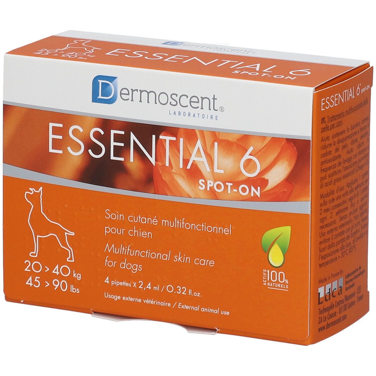 Dermoscent® Essential 6® Spot-On Chien 20-40 kg 2,4 ml 4x2,4 ml ...