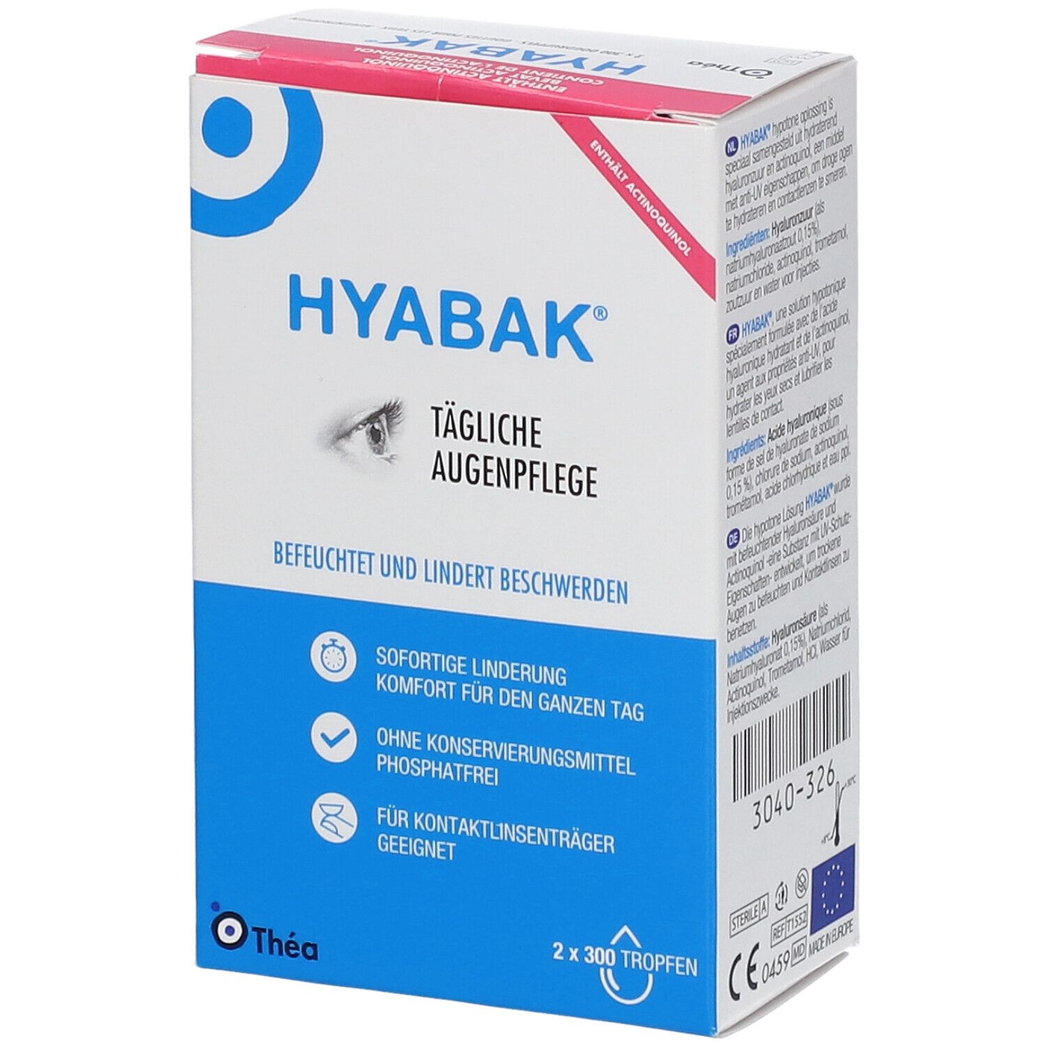 Hyabak 0,15 % Gouttes oculaires 2x10 ml - Redcare Pharmacie