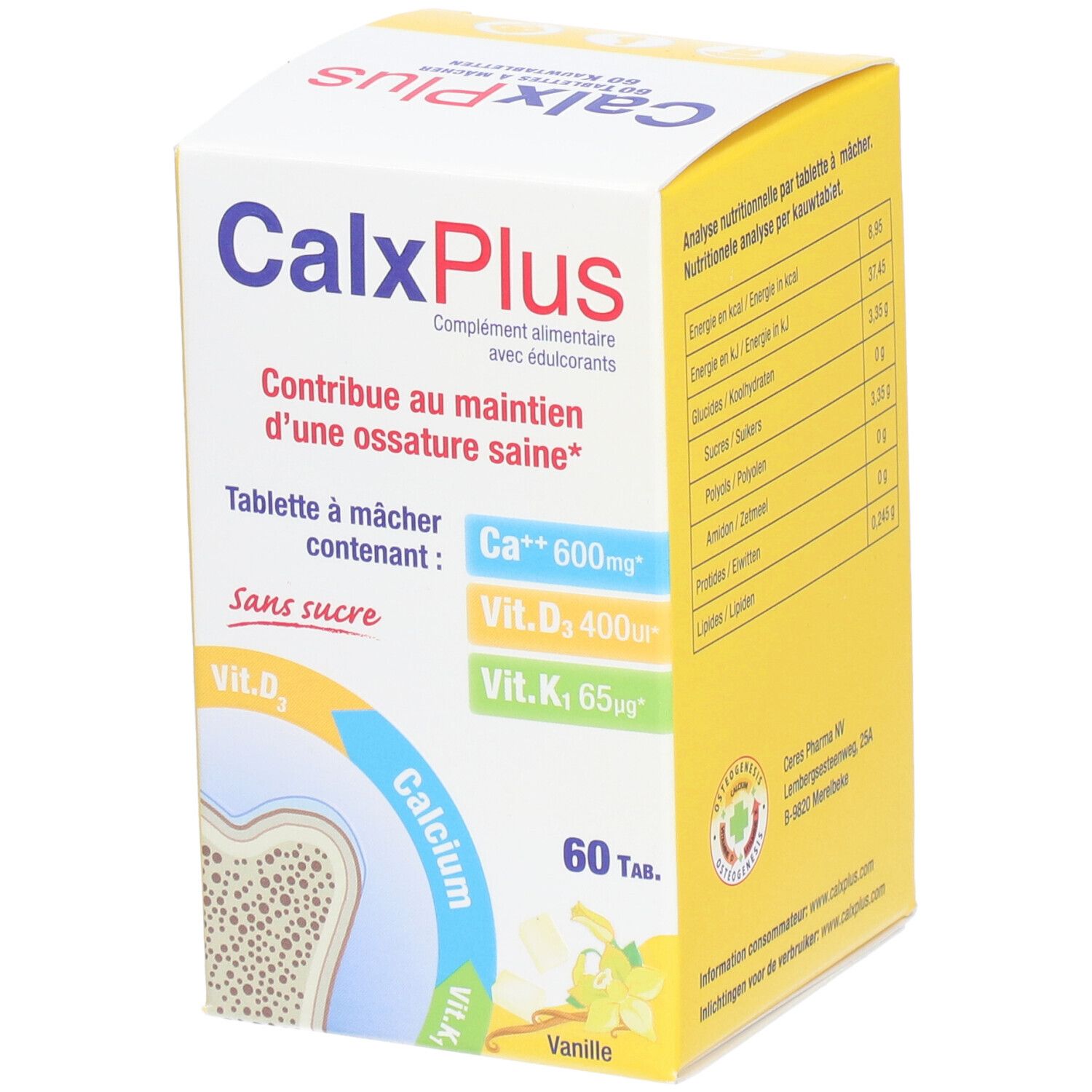 Calx-Plus Vanille Sans Sucre 60 pc(s) - Redcare Pharmacie