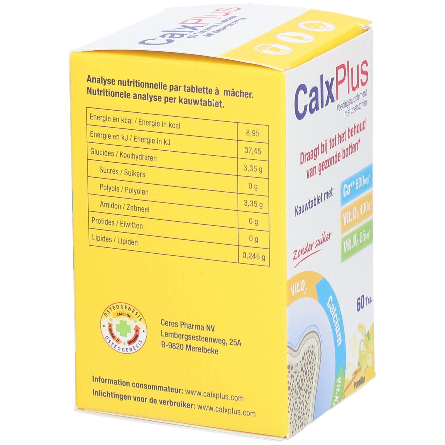 Calx-Plus Vanille Sans Sucre 60 pc(s) - Redcare Pharmacie