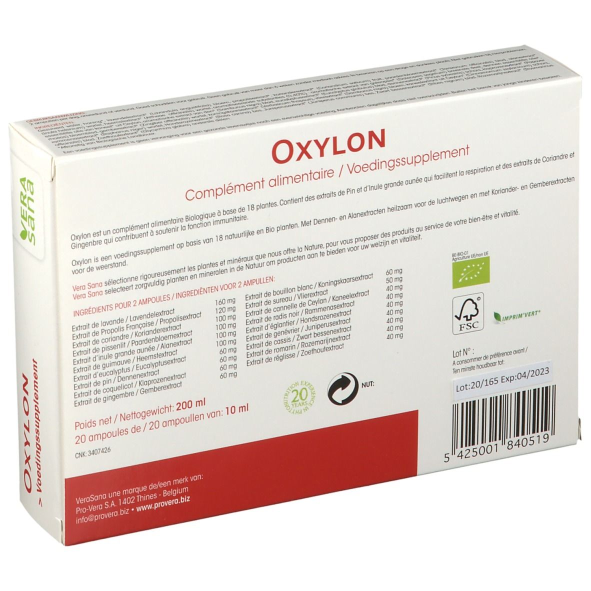 Oxylon Bio 20x10 ml - Redcare Pharmacie