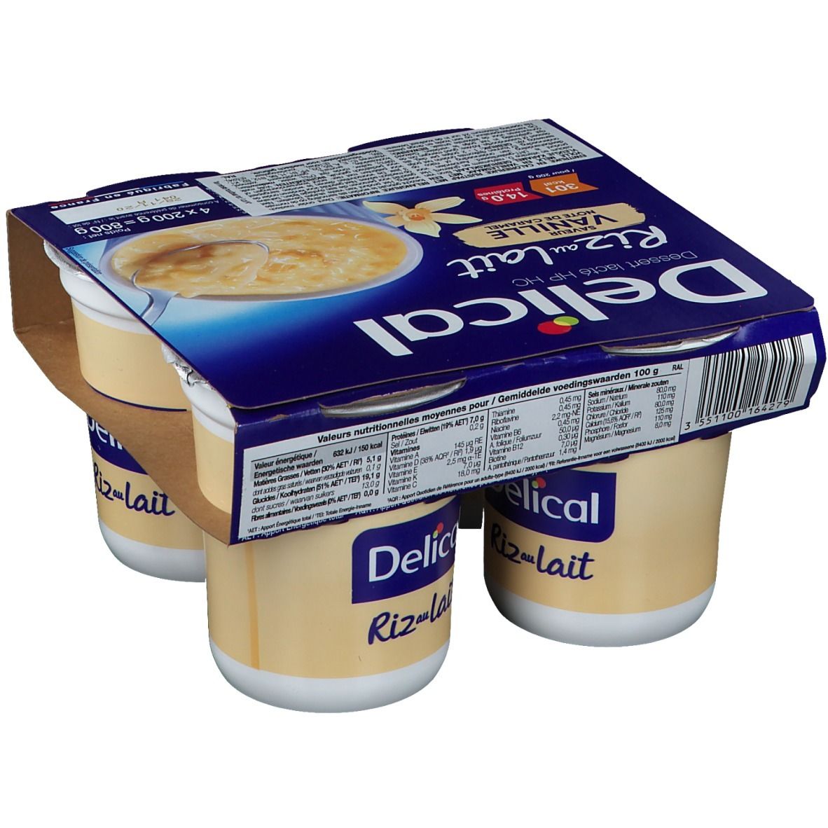 Delical Riz au Lait Vanille 4x200 g - Redcare Pharmacie