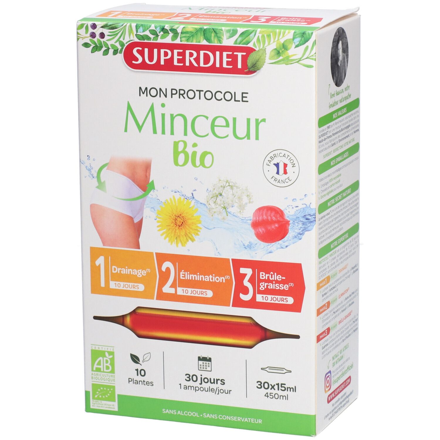 SUPER DIET Protocole Minceur Bio Ampoules 30x15 ml - Redcare Pharmacie