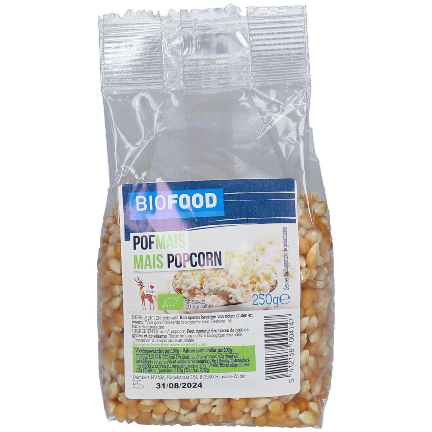 BIOFOOD Maïs Popcorn BIO 250 g - Redcare Pharmacie