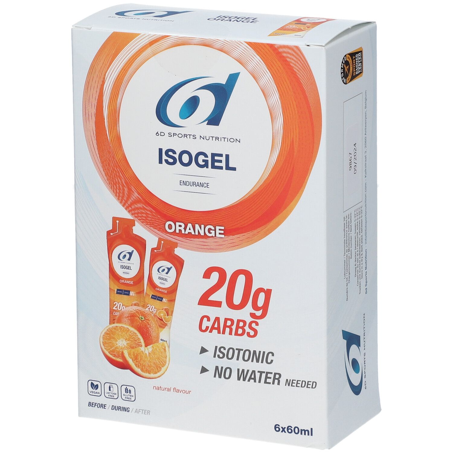 6D Sports Nutrition ISOGEL Orange 6x60 ml - Redcare Pharmacie