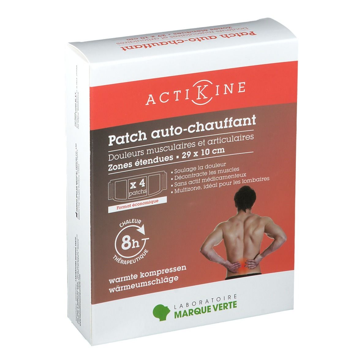 ActiKine Patch Auto-Chauffant Dos 29x10cm 4 pc(s) - Redcare Pharmacie