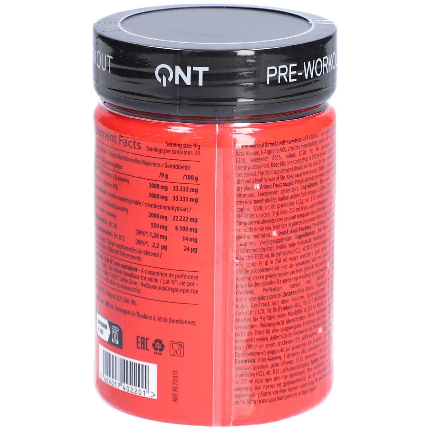QNT PRE-WORKOUT Extra Concentrated Fruites Rouges 300 g - Redcare Pharmacie