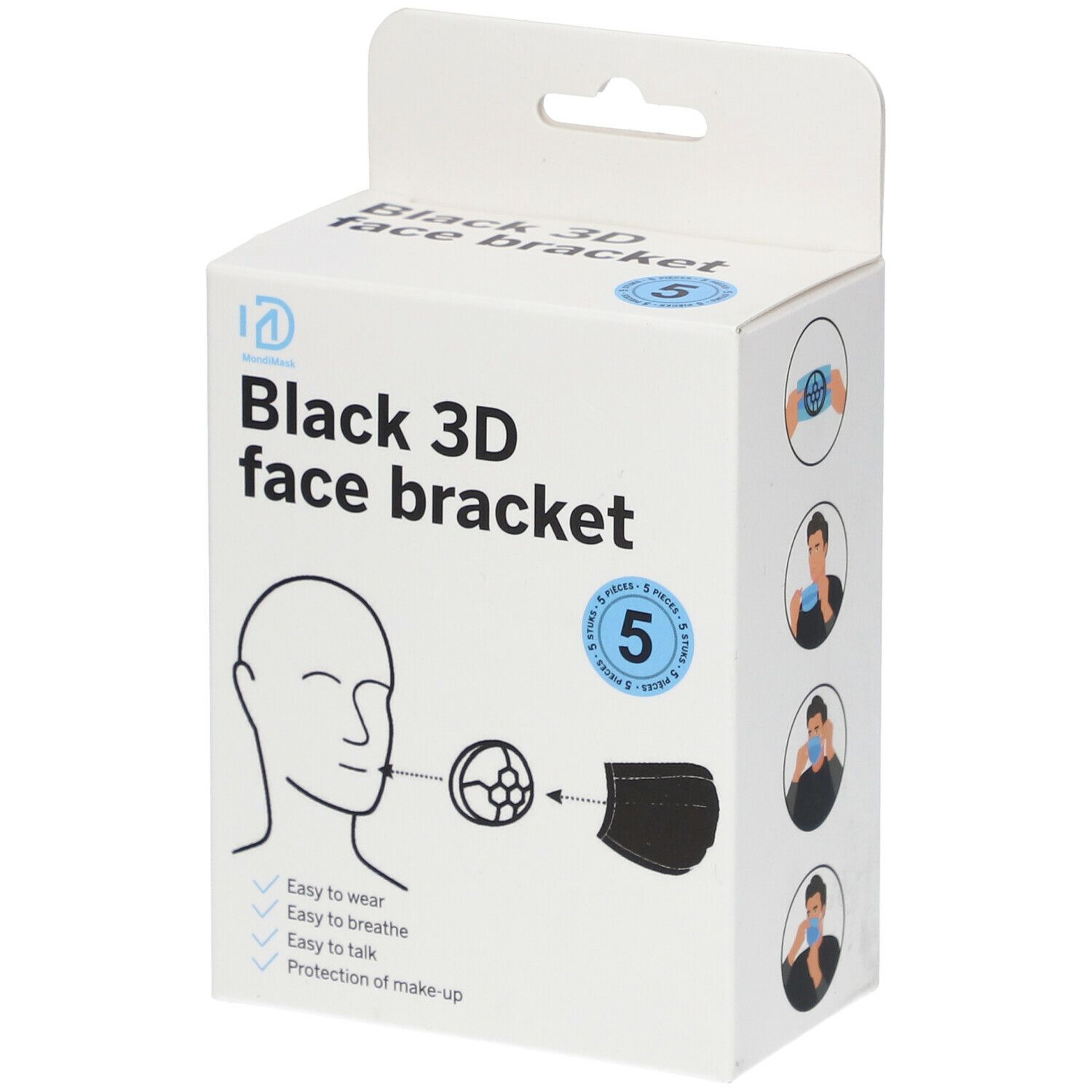 MONDIMASK Black 3D Face Bracket 5 pc(s) - Redcare Pharmacie