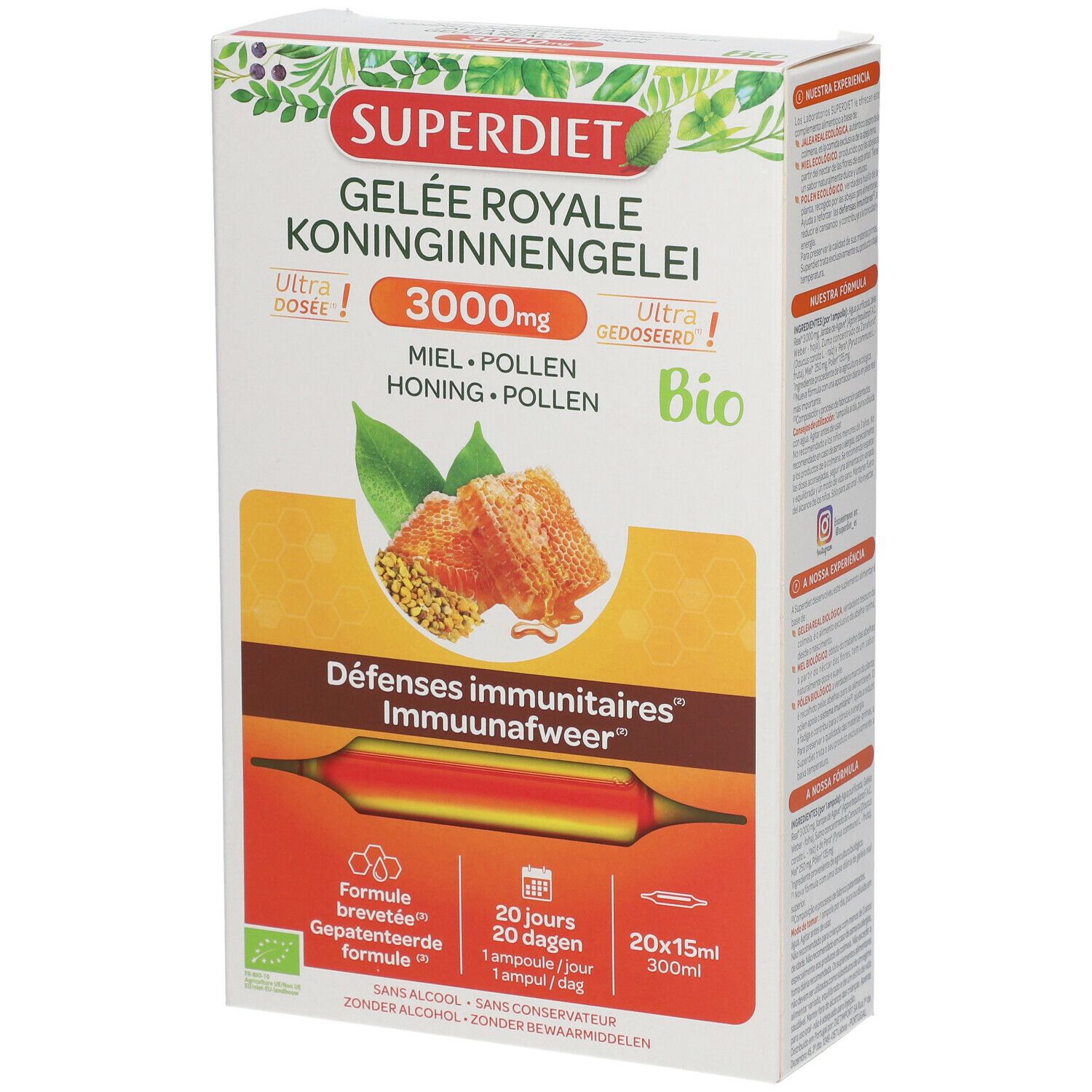 Superdiet Gélée Royale 3000mg Bio 20x15 ml - Redcare Pharmacie