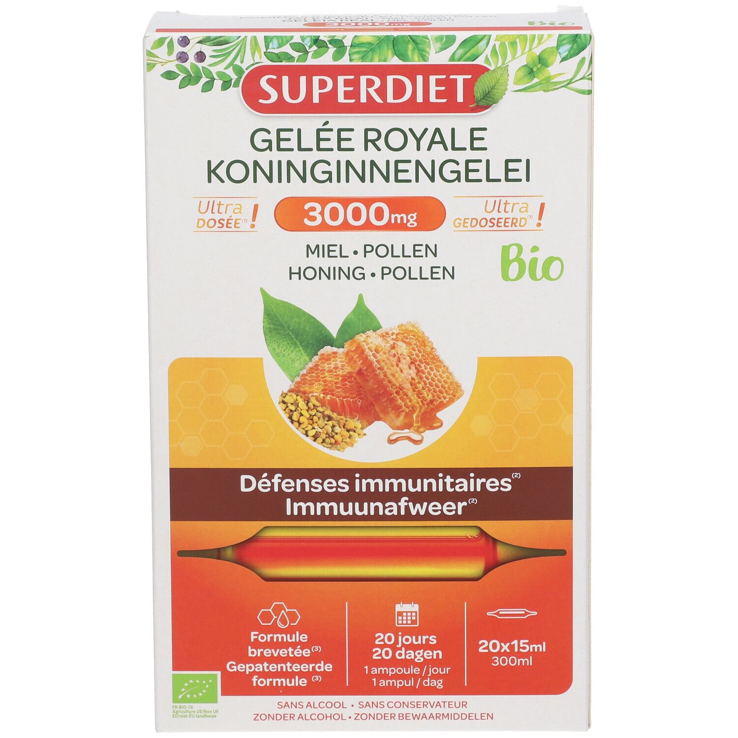 Superdiet Gélée Royale 3000mg Bio 20x15 ml - Redcare Pharmacie