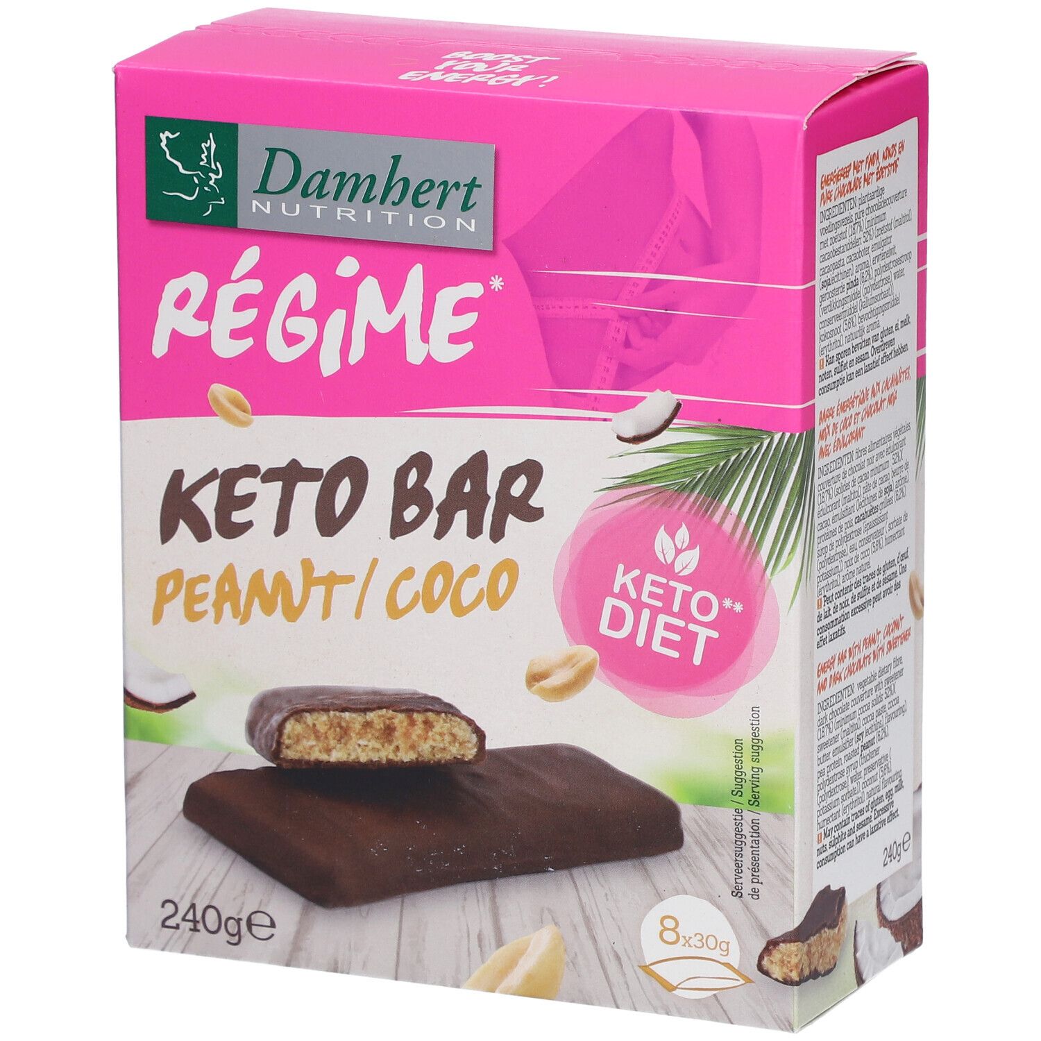 Damhert Régime Barre Kéto Cacahuètes coco 240 g - Redcare Pharmacie