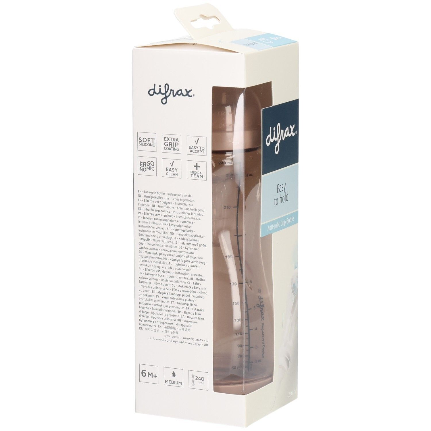Difrax Biberon anti-colique à poignées Natural - 240 ml 1 pc(s ...