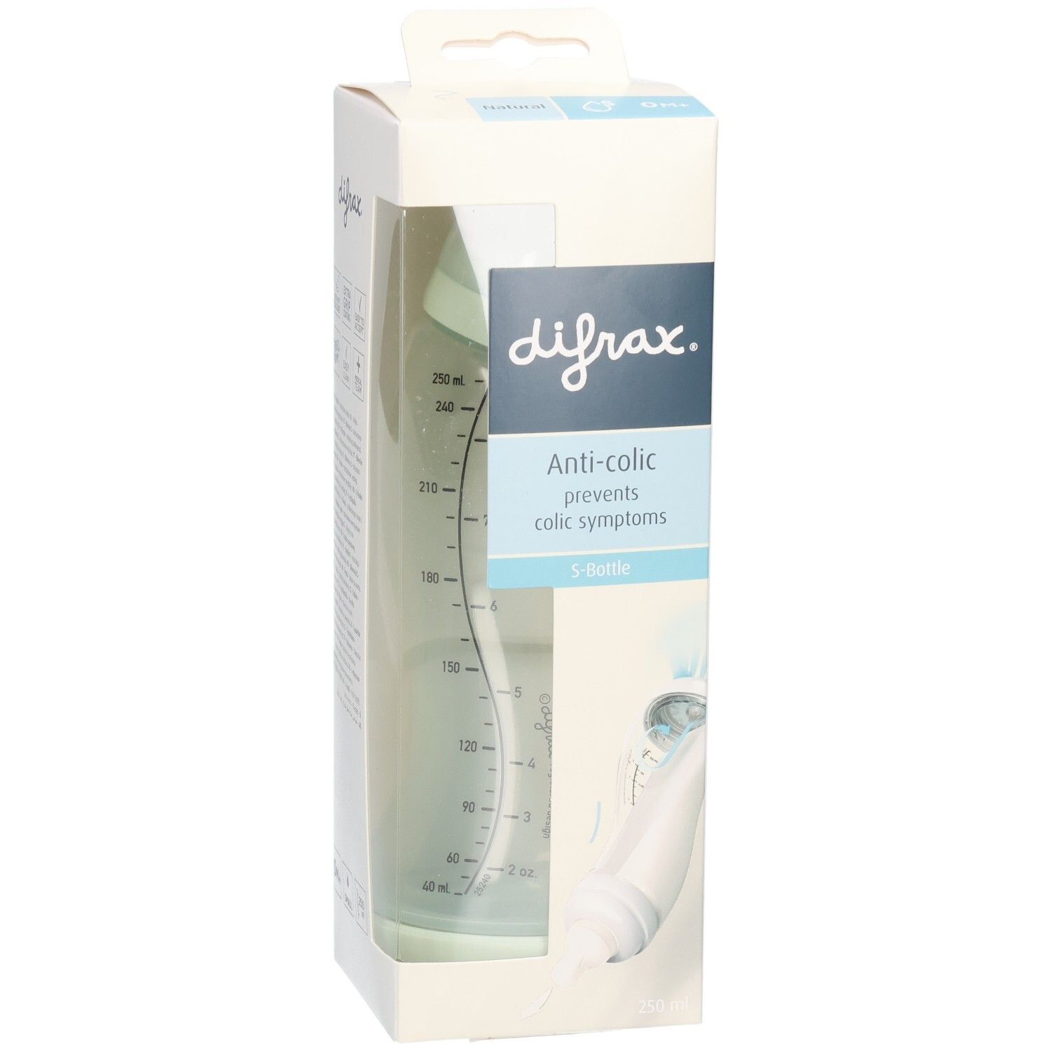 Difrax Biberon S anti-colique Natural - 250 ml 1 pc(s) - Redcare Pharmacie