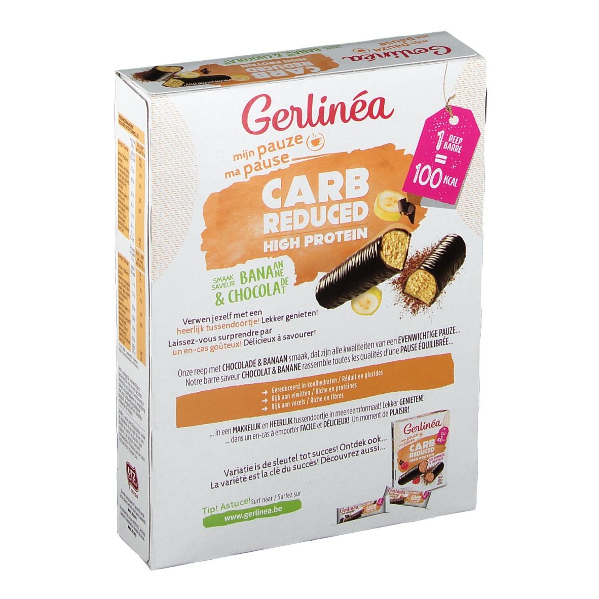 Gerlinéa Carb Reduced - High Protein Barres Chocolat & Banane 372 g ...