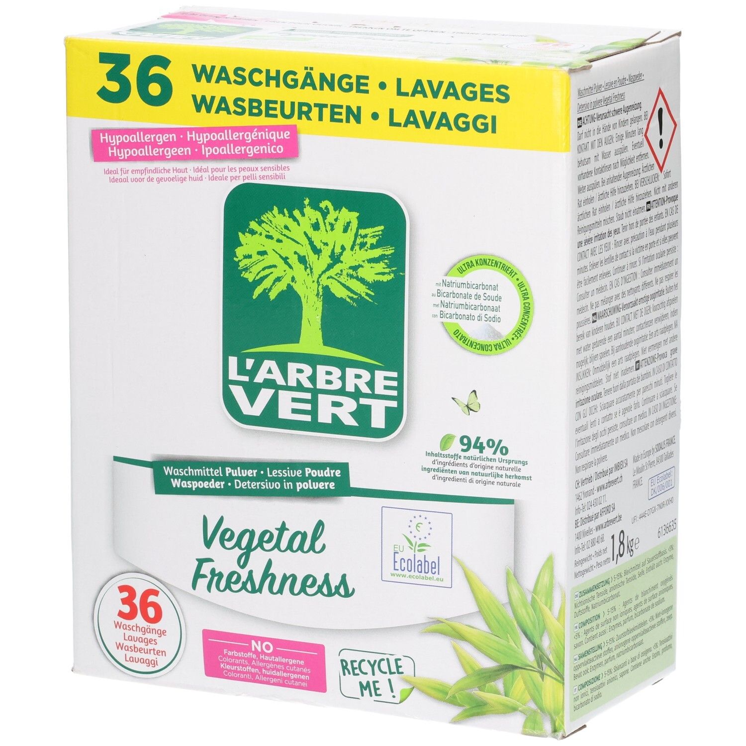 L'Arbre Vert® lessive écologique en poudre fraîcheur végétale pour le ...