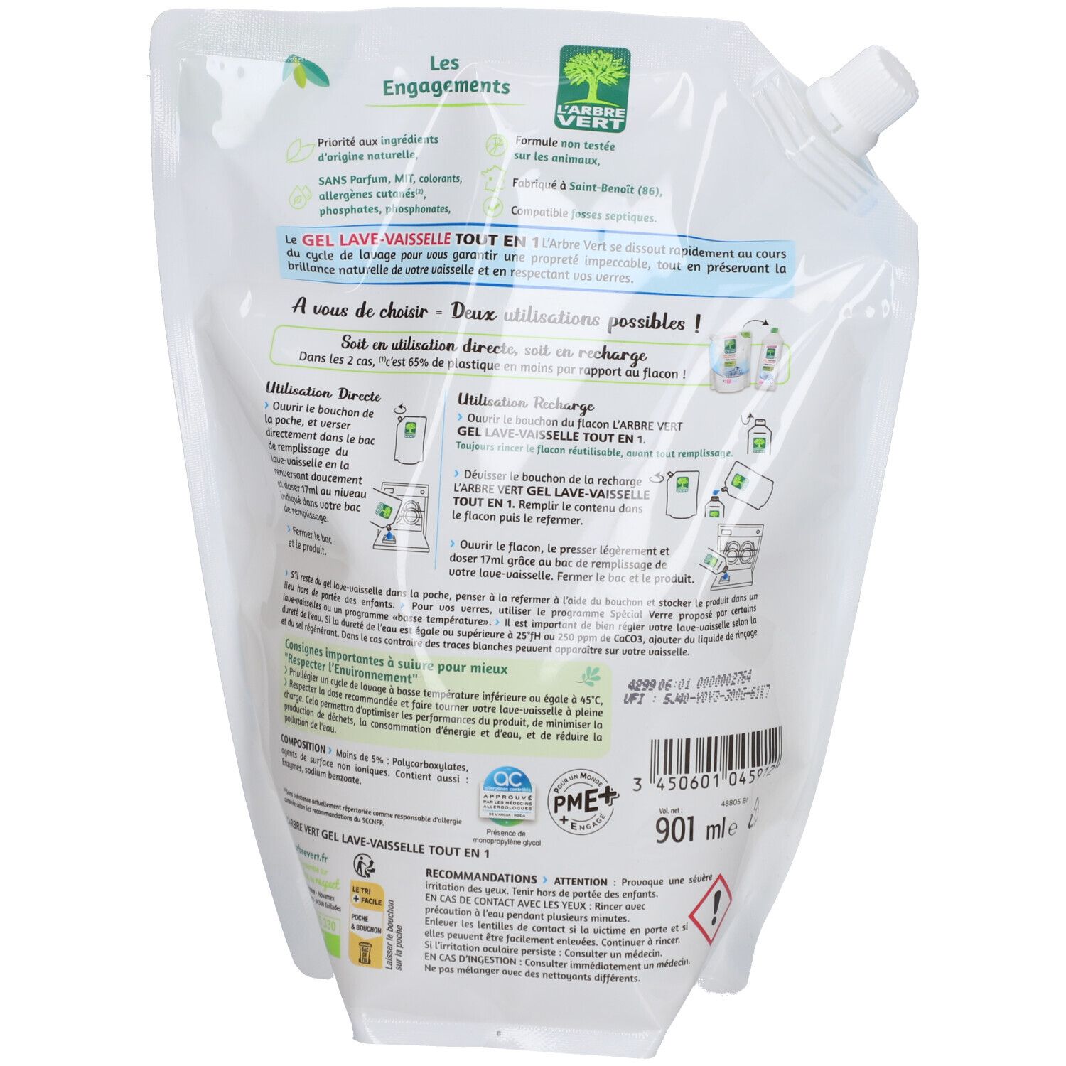 L'ARBRE VERT Recharge Gel tout-en-1 Lave-vaisselle 901 ml - Redcare ...