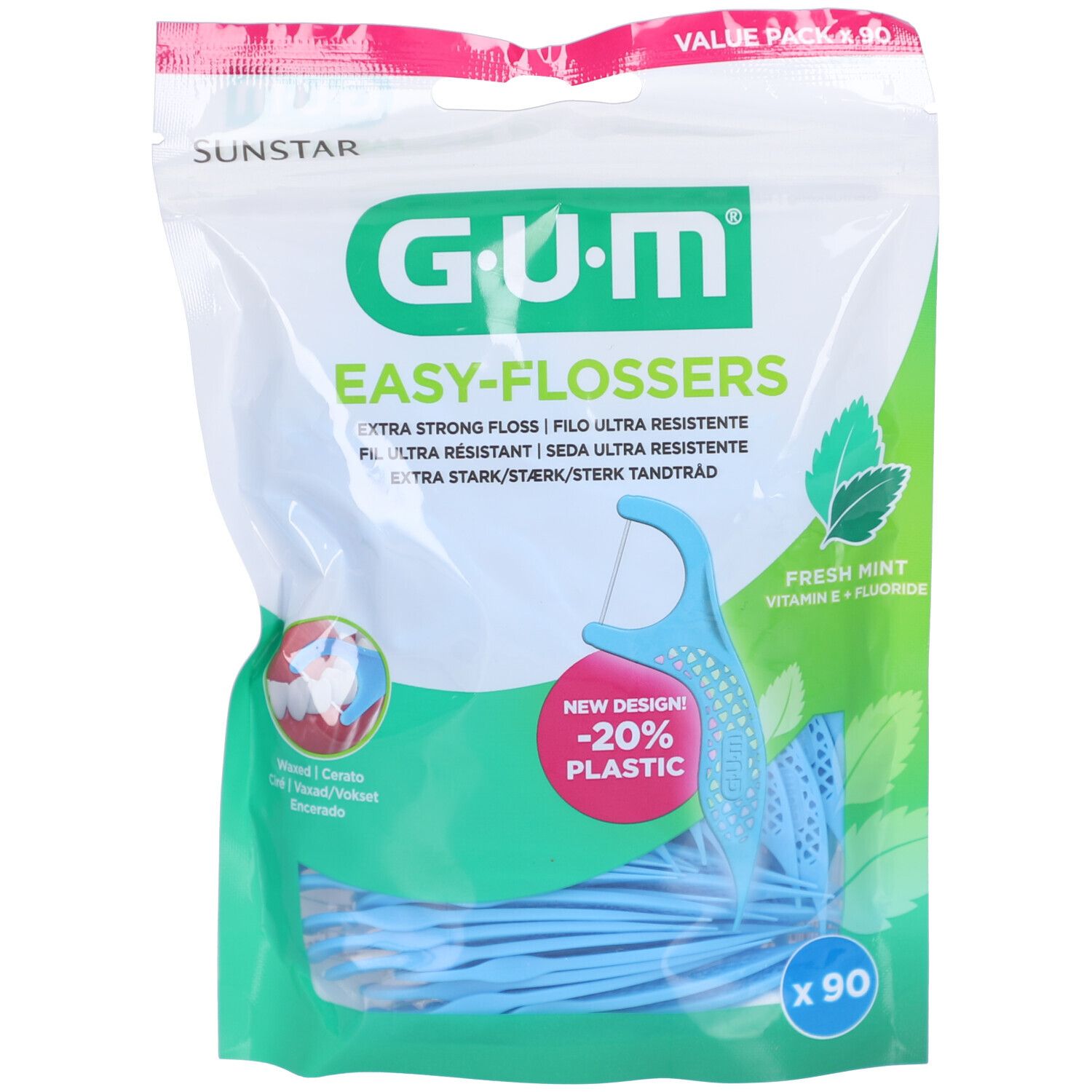GUM® Easy-Flossers Fil dentaire avec support, ciré 90 pc(s) - Redcare ...