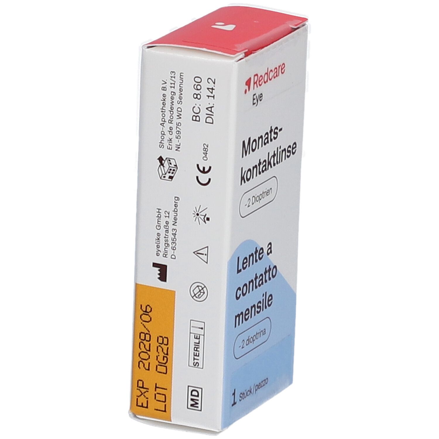 Redcare Eye Lentille de contact mensuelle -2 dioptries 1 pc(s ...