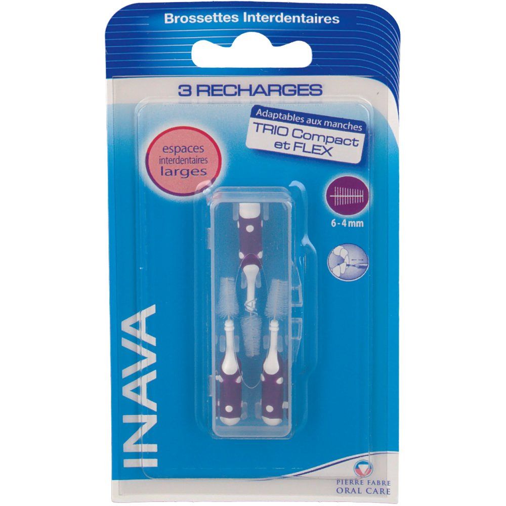 Inava flex compact brossettes interdentaires 6 mm - 4 mm (violette) 3 ...