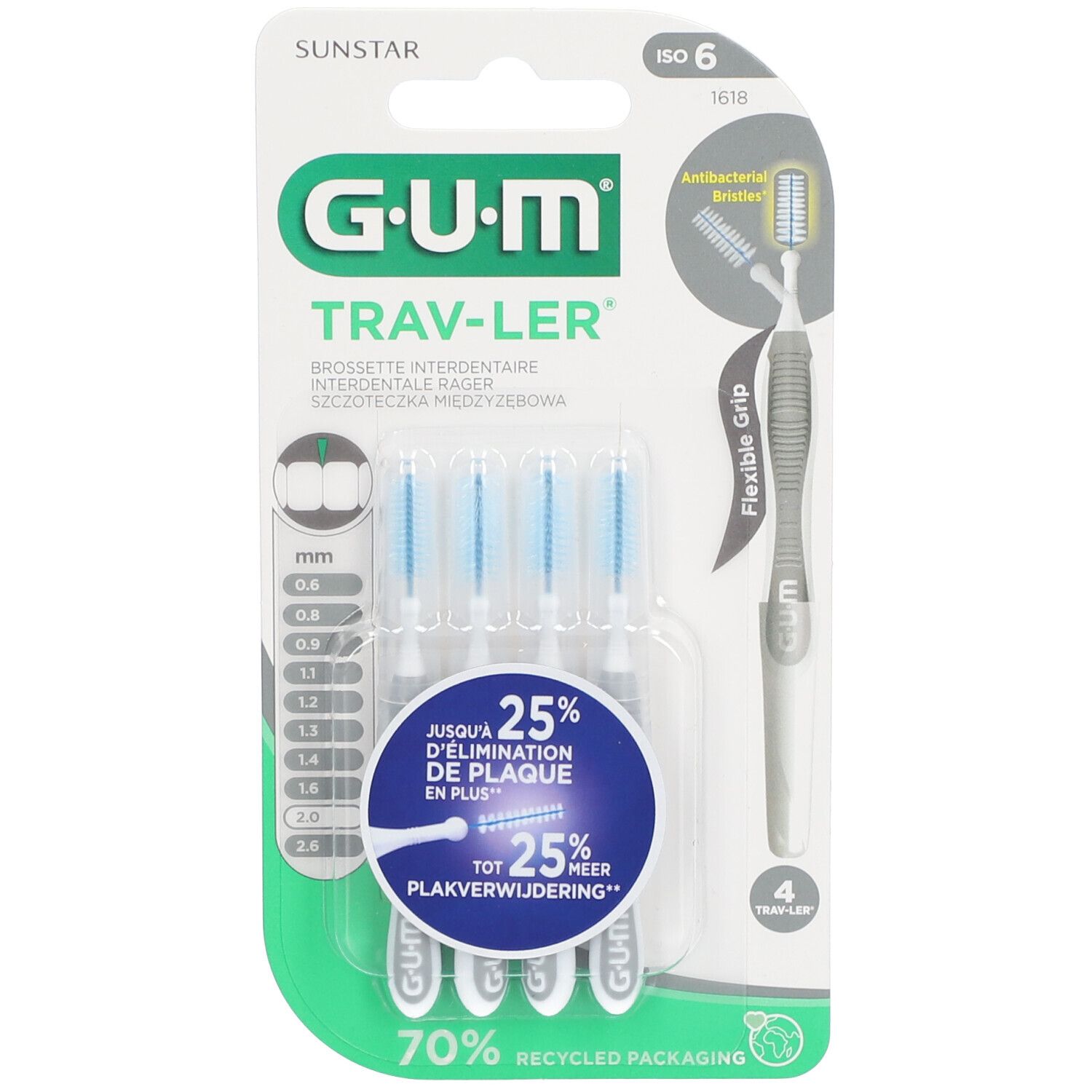 Gum® Proxabrush Trav-ler brossette interdentaire 2 mm 4 pc(s) - Redcare ...