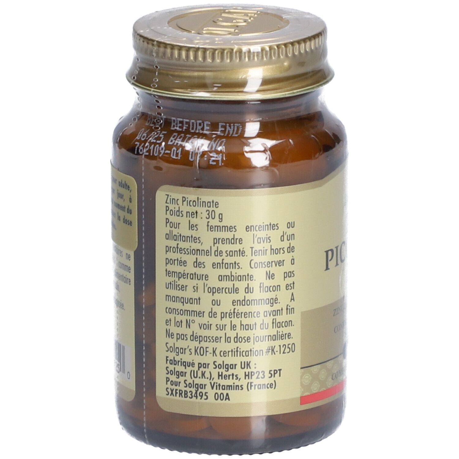 SOLGAR Zinc Picolinate 22mg - Défenses immunitaires 30 g - Redcare ...