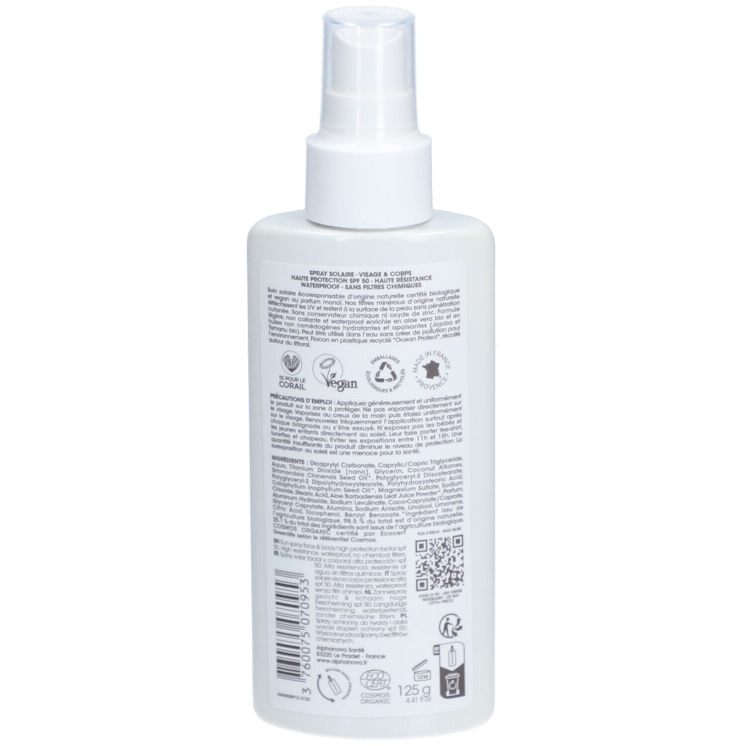 Alphanova CRÈME SOLAIRE CERTIFIÉE BIO ADULTES HAUTE PROTECTION SPF 50 ...