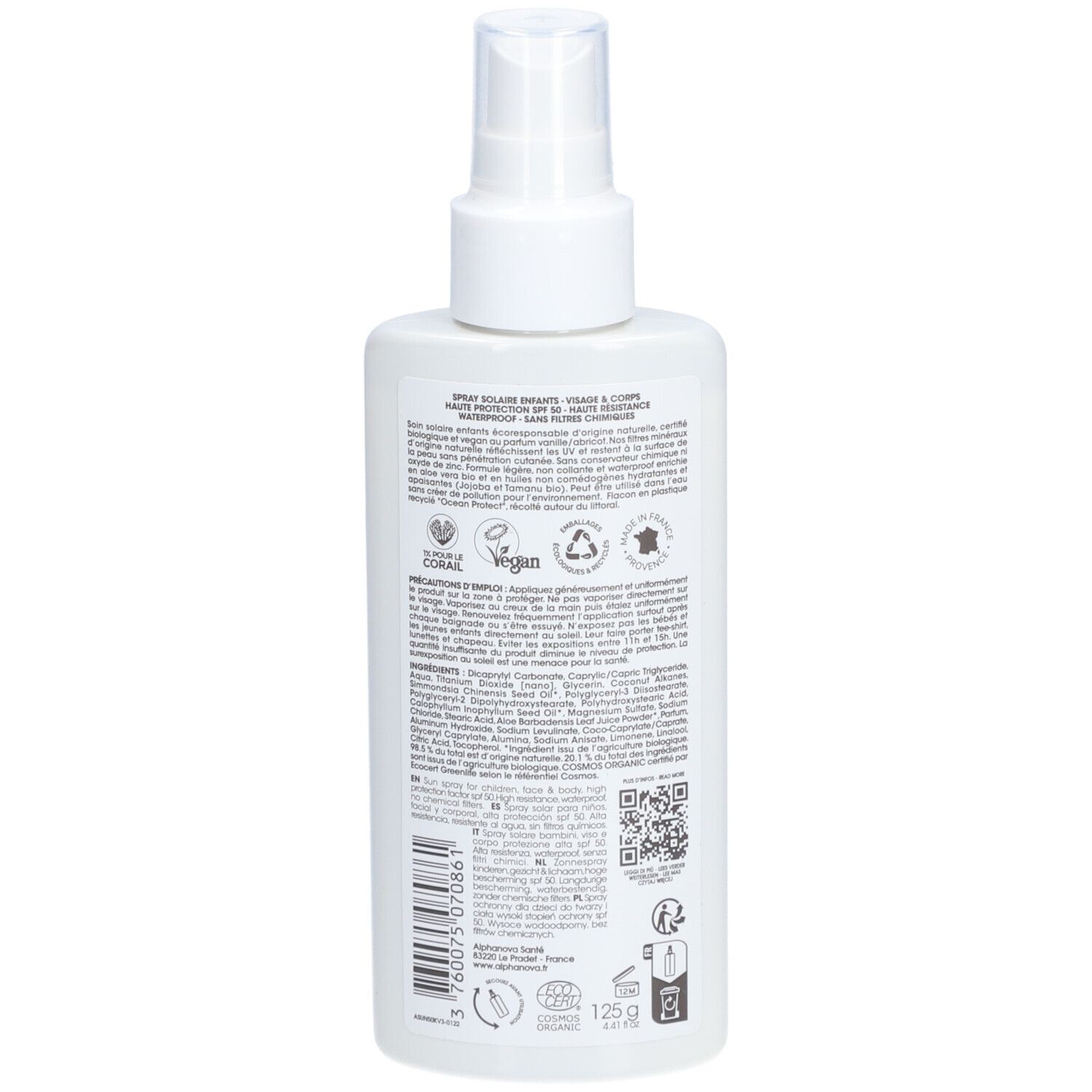 ALPHANOVA Sun Spray solaire pour enfants bio SPF50 125 g - Redcare ...