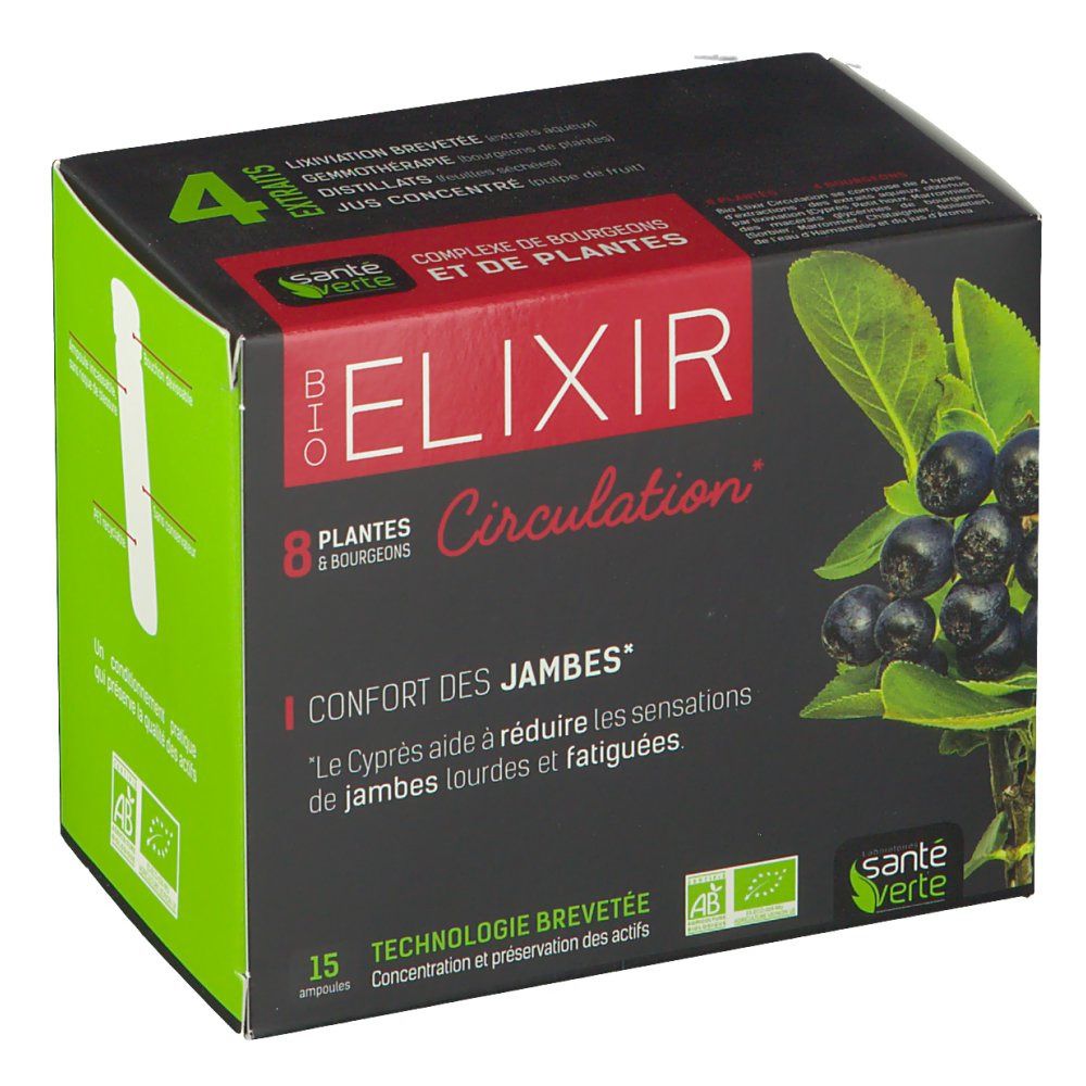 Santé Verte Bio Elixir Circulation 15x10 ml - Redcare Pharmacie