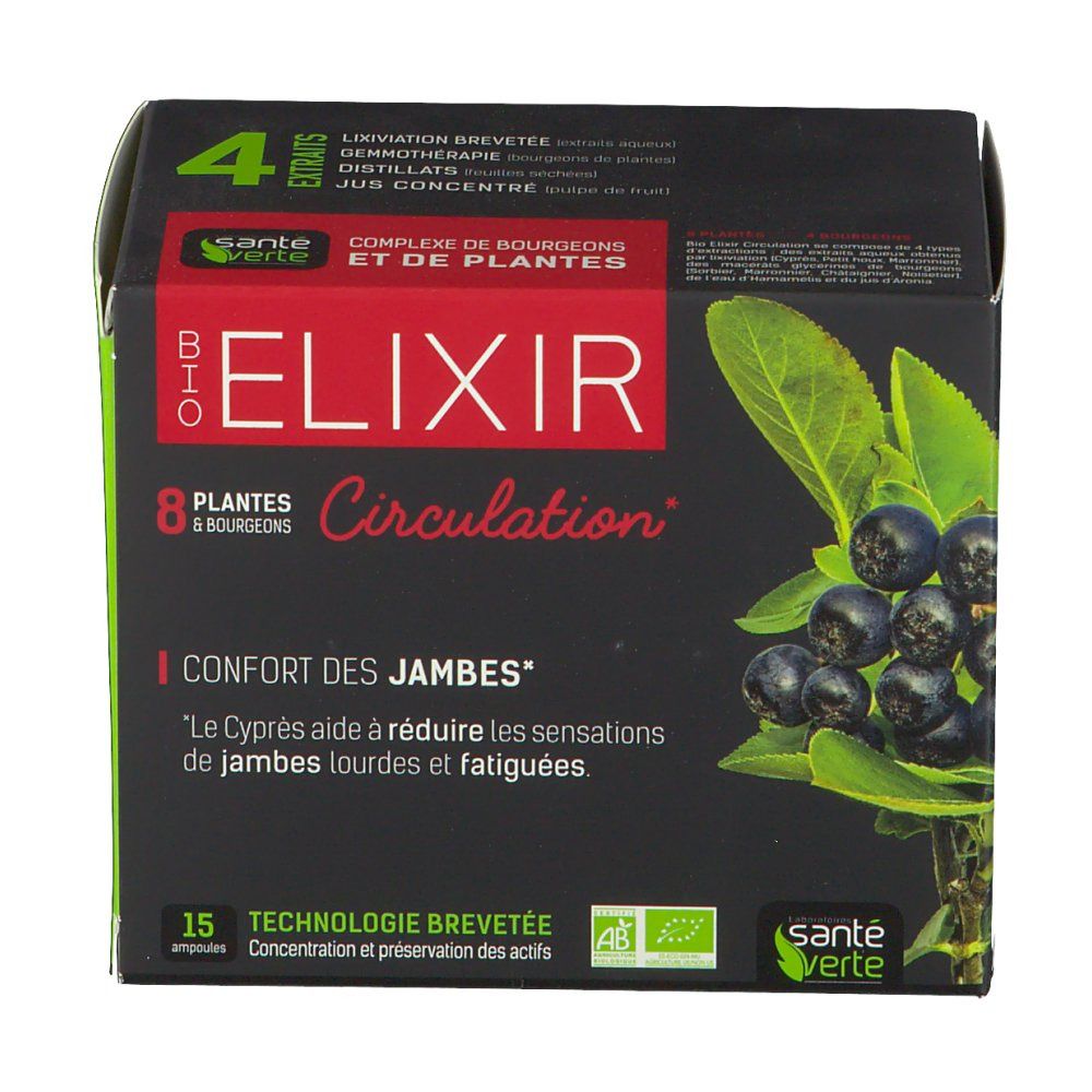 Santé Verte Bio Elixir Circulation 15x10 ml - Redcare Pharmacie