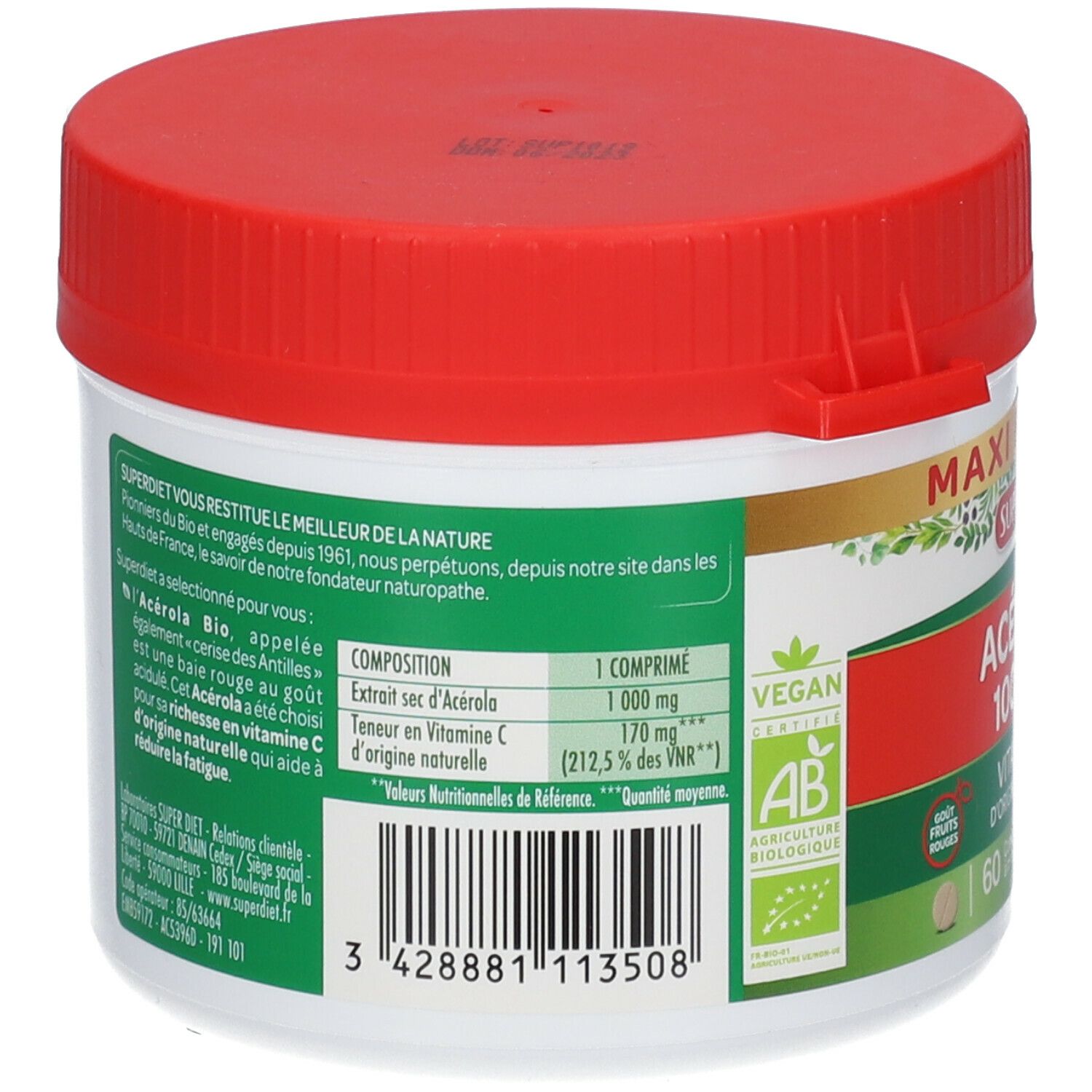 SUPERDIET Acérola 1000 Bio 60 pc(s) - Redcare Pharmacie