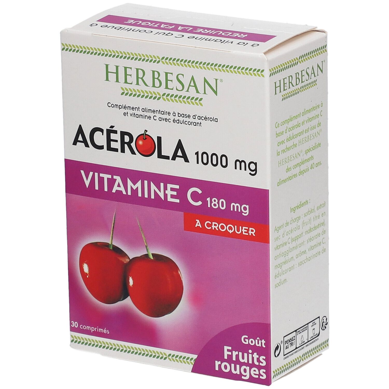 HERBESAN® Acérola Vitamine C – Goût Fruits Rouges 30 pc(s) - Redcare ...