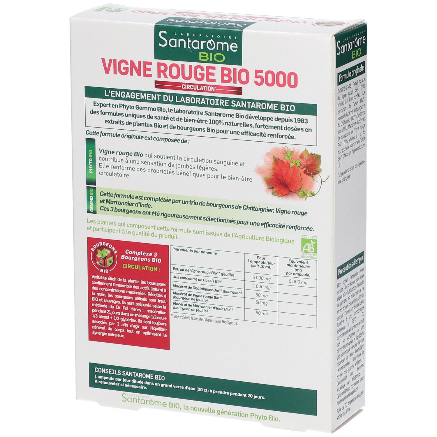 Santarome Bio Vigne rouge Bio 20x10 ml - Redcare Pharmacie