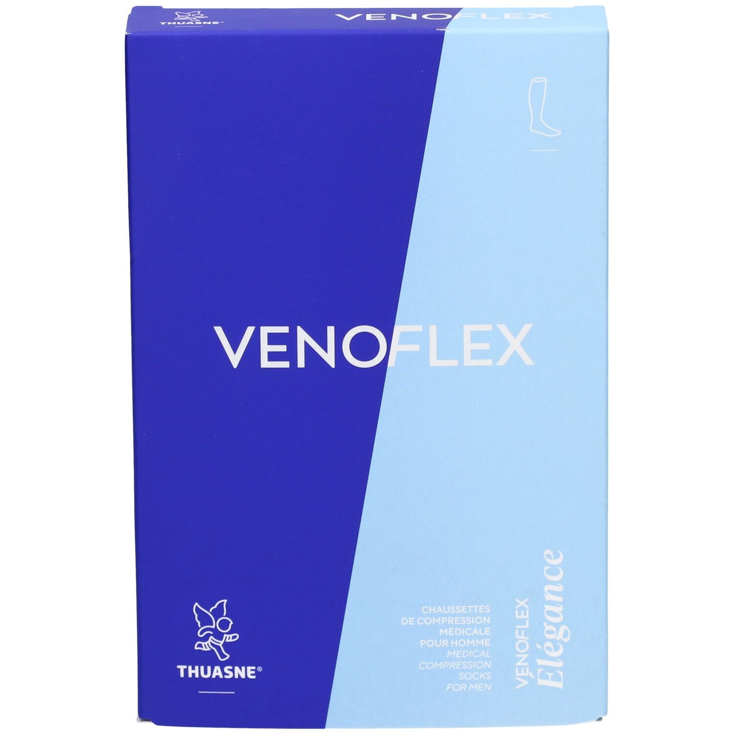 VÉNOFLEX 2 ELÉGANCE - Chaussette médicale de compression classe 2, côtelée, Homme T3L gris 1 pc ...
