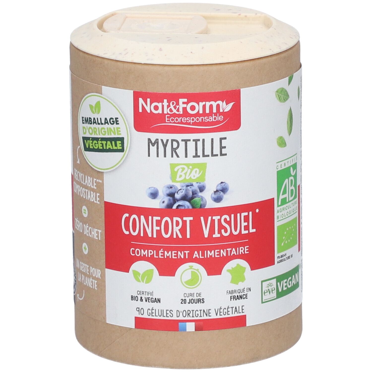 Nat&Form Myrtille Bio en gélules 90 pc(s) - Redcare Pharmacie
