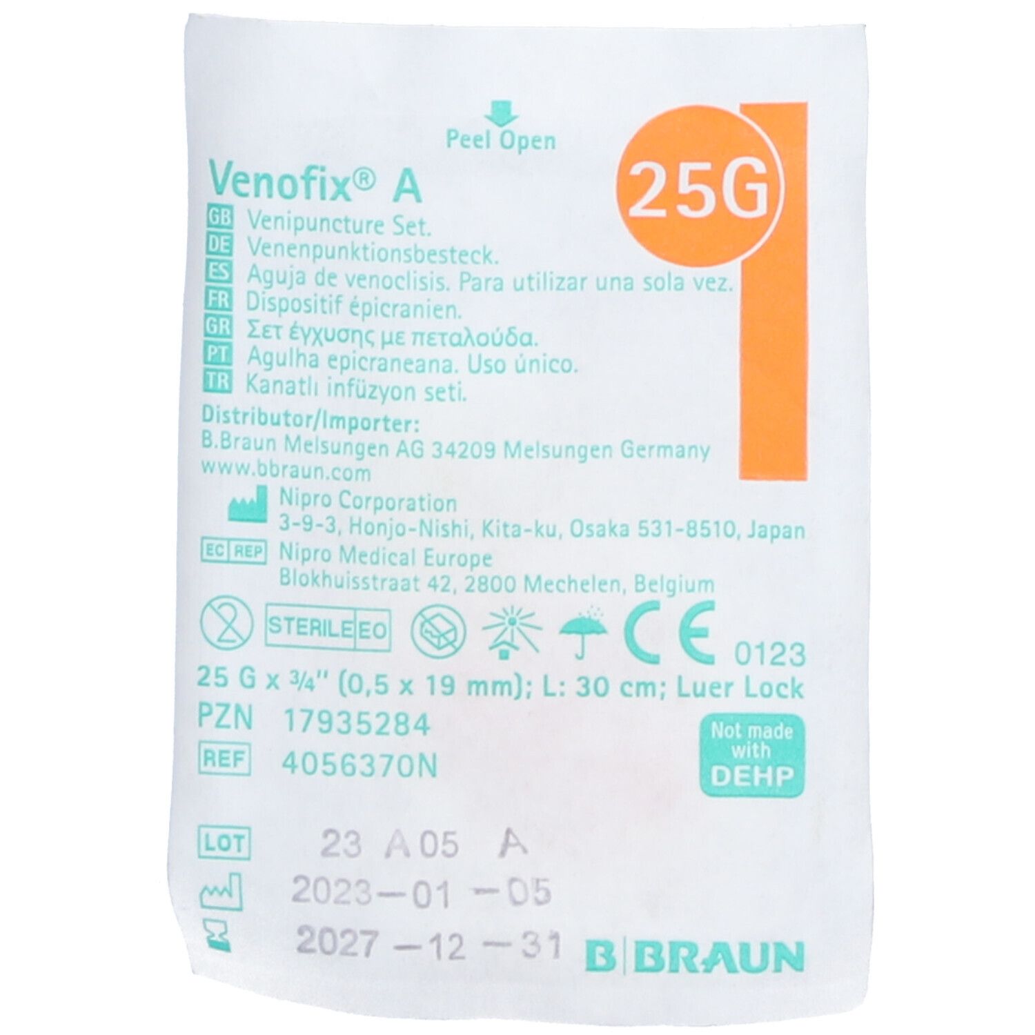 VÉNOFIX A - Dispositif épicranien stérile à double ailette. G25, 0,5 mm ...