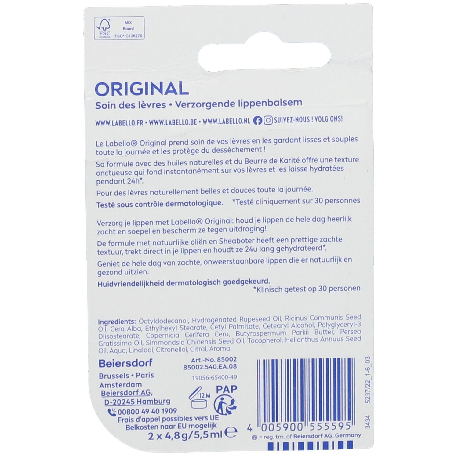 Labello® ORIGINAL 2x5 g - Redcare Pharmacie