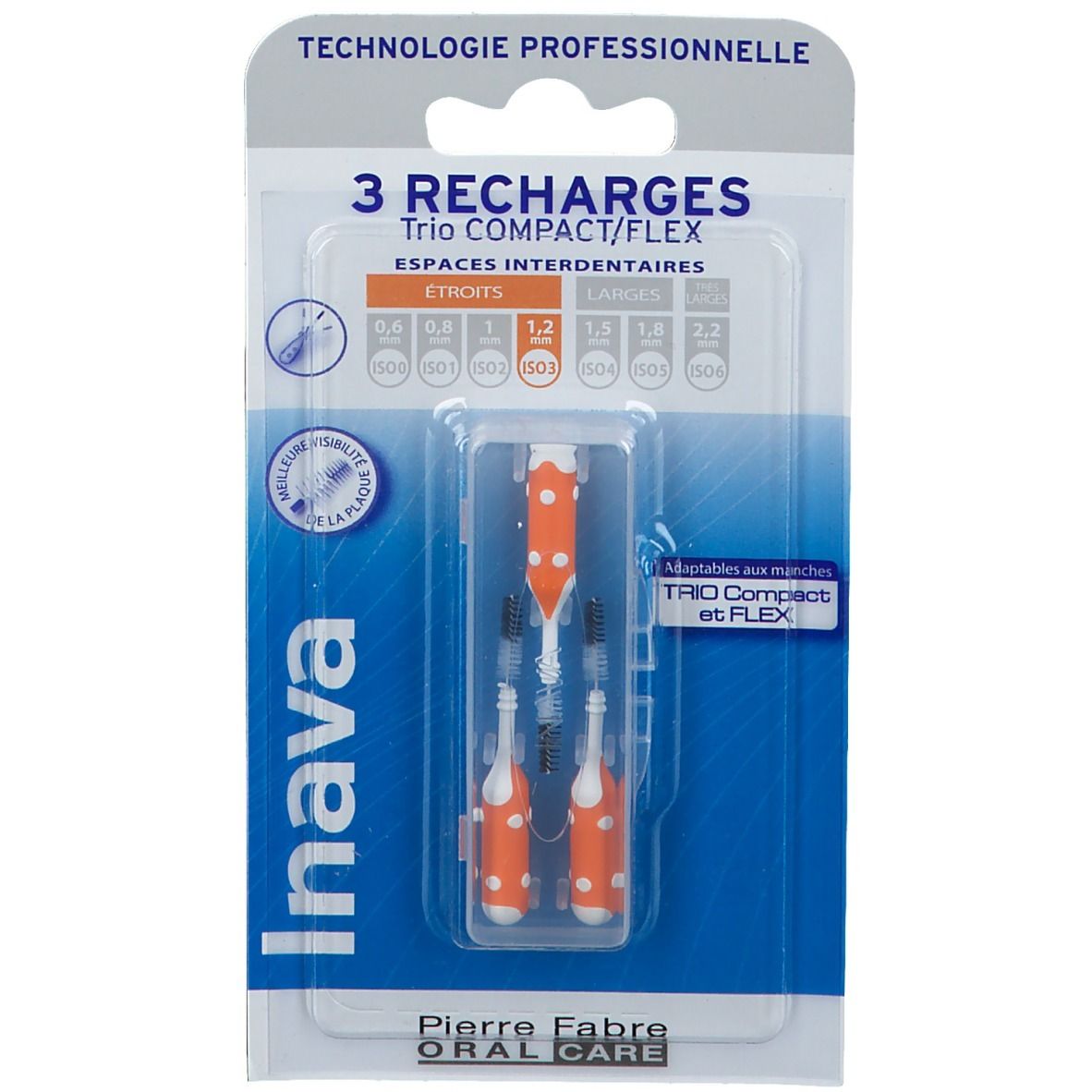 Inava Trio COMPACT/ FLEX Brossette Interdentaire Recharge 1,2 mm ISO 3 ...