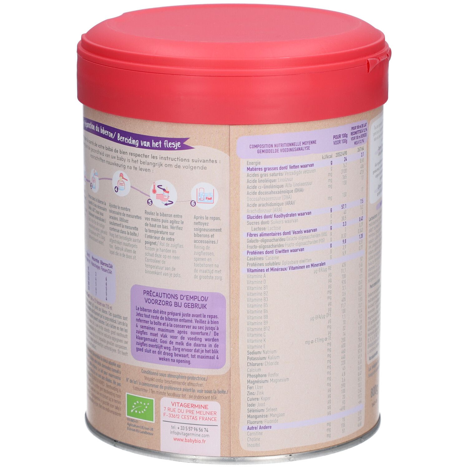 BABYBIO Optima 1 Lait pour nourisson premier âge en poudre 800 g ...