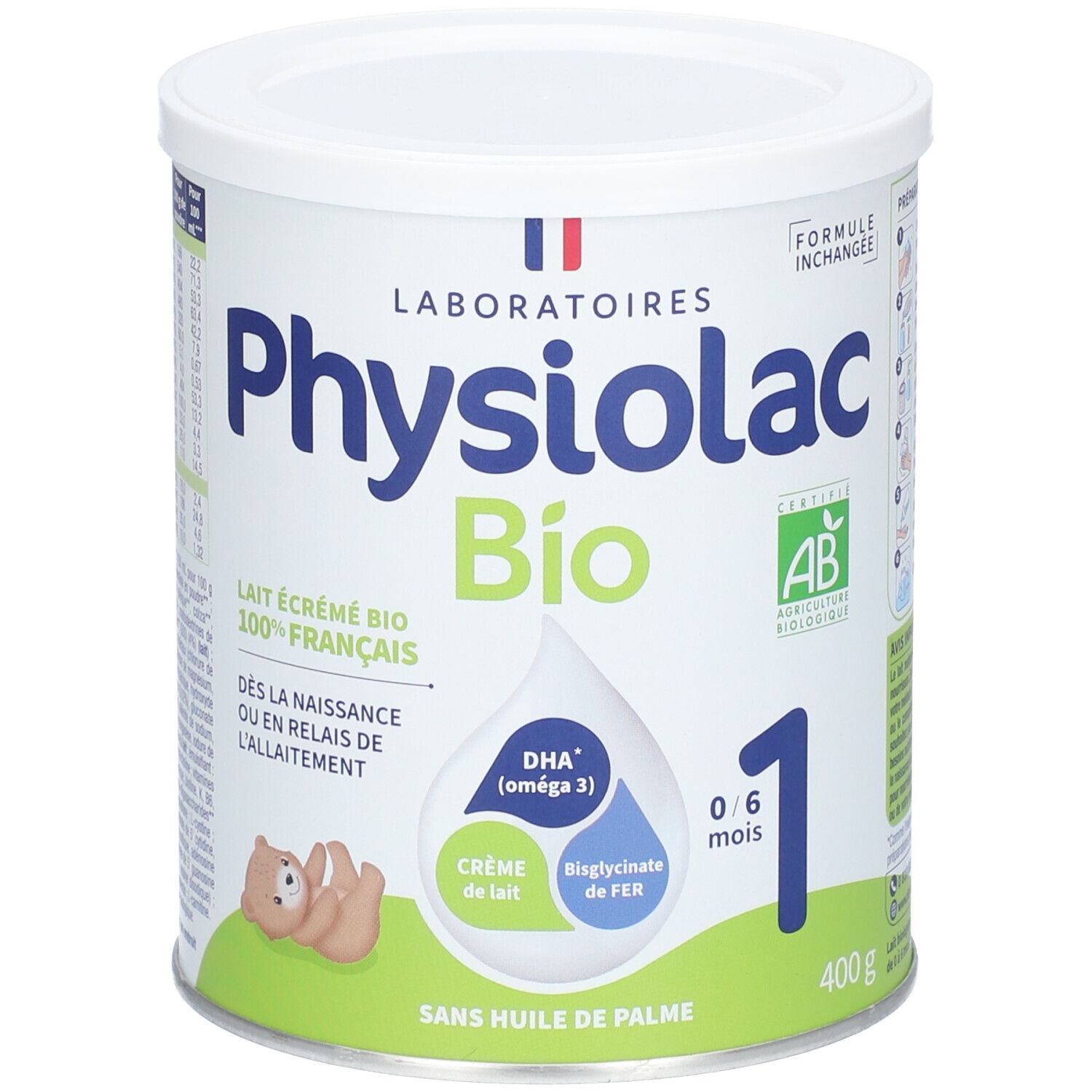 Physiolac Bio 1 Lait pour nourrissons 1er âge 400 g - Redcare Pharmacie