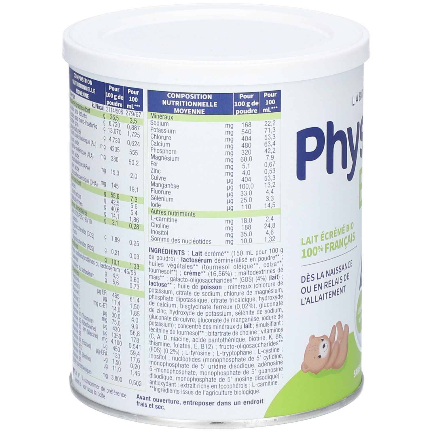 Physiolac Bio 1 Lait pour nourrissons 1er âge 400 g - Redcare Pharmacie
