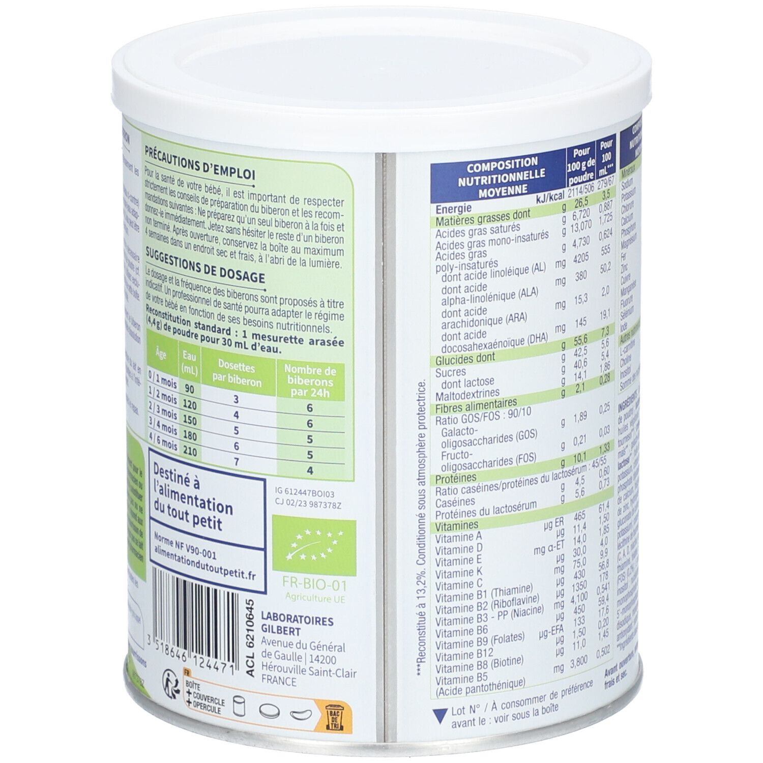 Physiolac Bio 1 Lait pour nourrissons 1er âge 400 g - Redcare Pharmacie