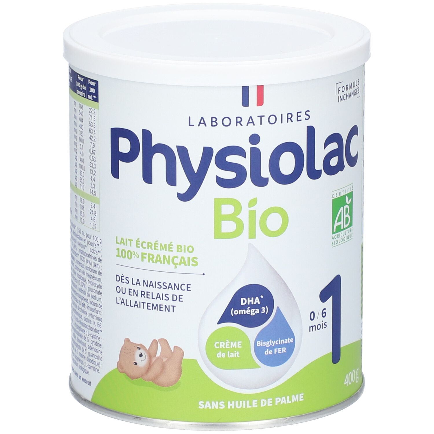 Physiolac Bio 1 Lait pour nourrissons 1er âge 400 g - Redcare Pharmacie