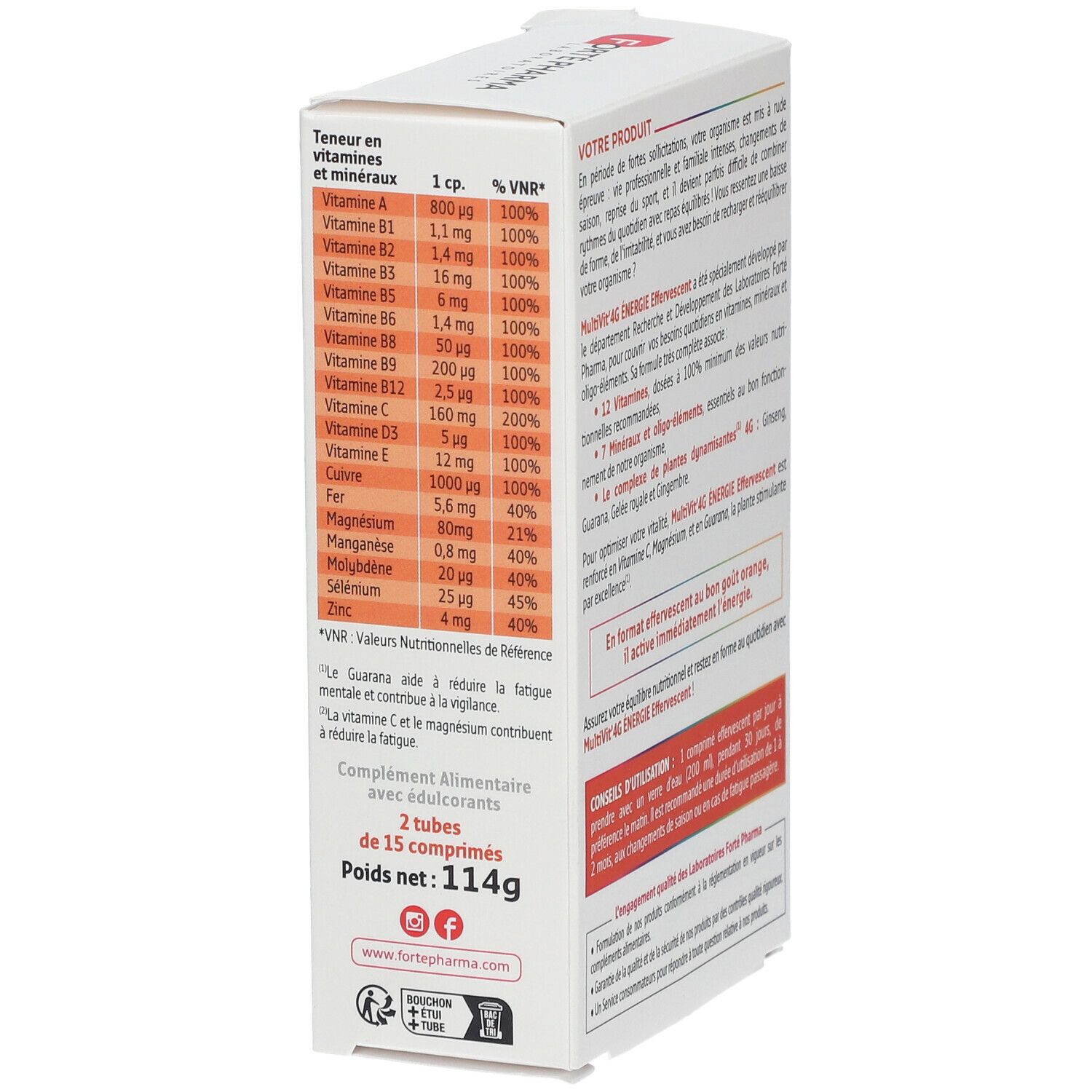 Forté Pharma MultiVit’4G Energie Effervescent 30 pc(s) - Redcare Pharmacie