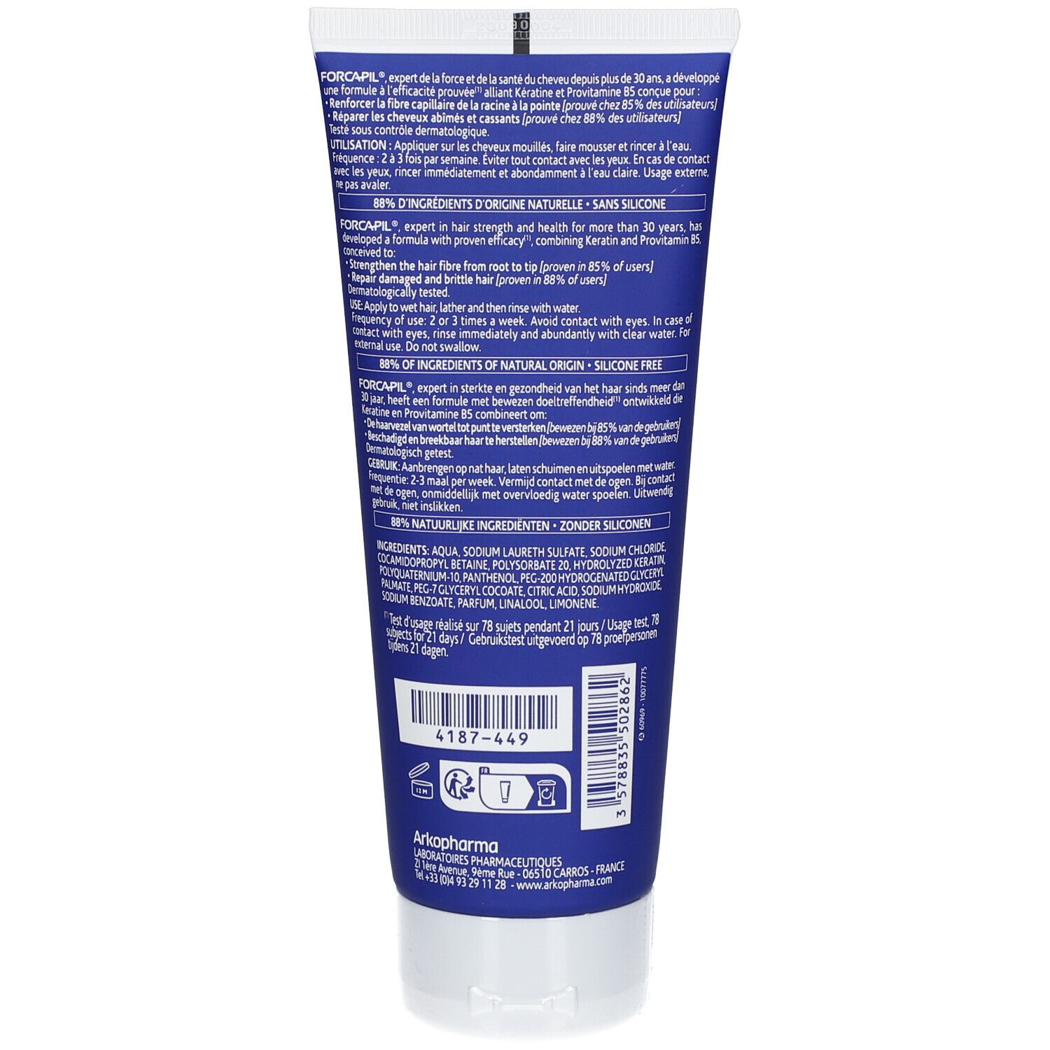 Arkopharma FORCAPIL® Shampoing Fortifiant 200 ml - Redcare Pharmacie