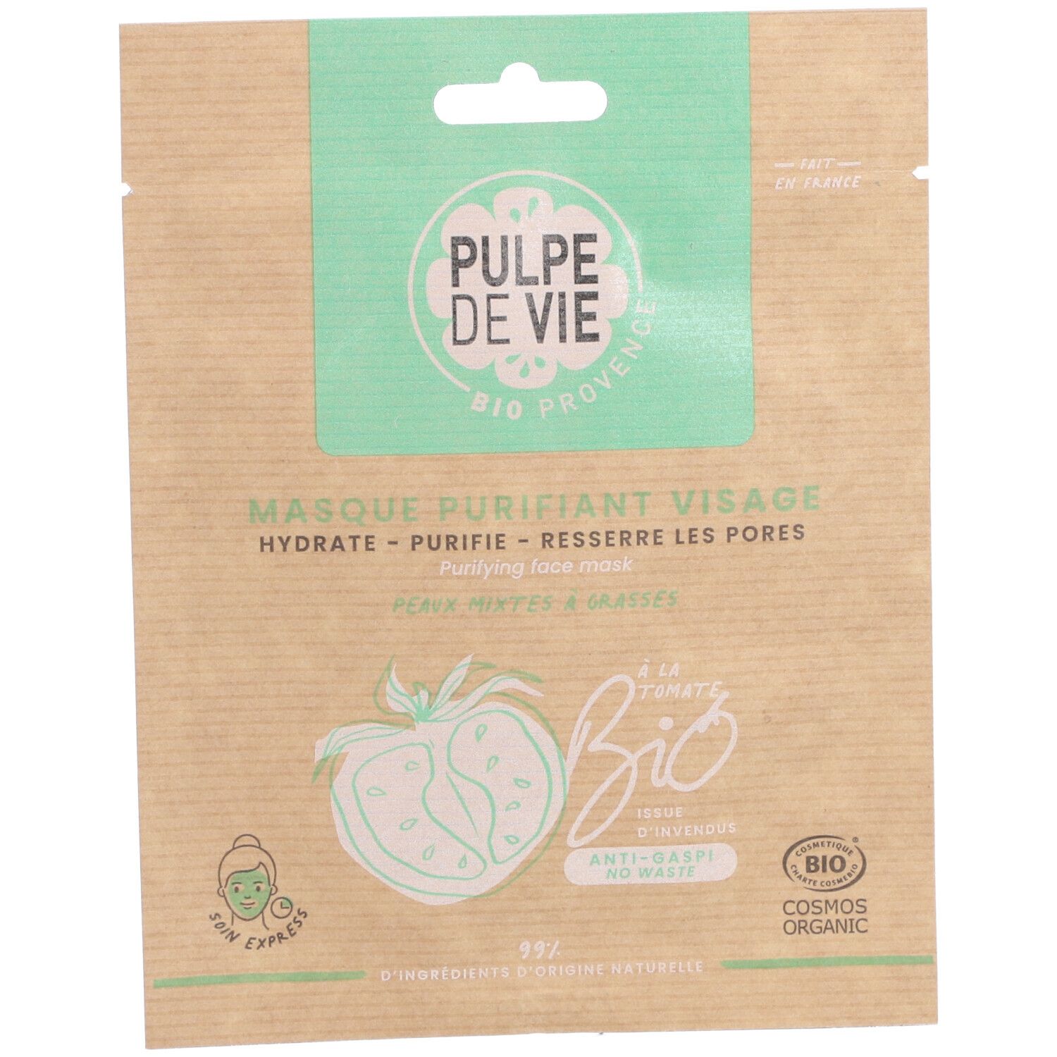 PULPE DE VIE Masque en tissu purifiant 20 ml - Redcare Pharmacie