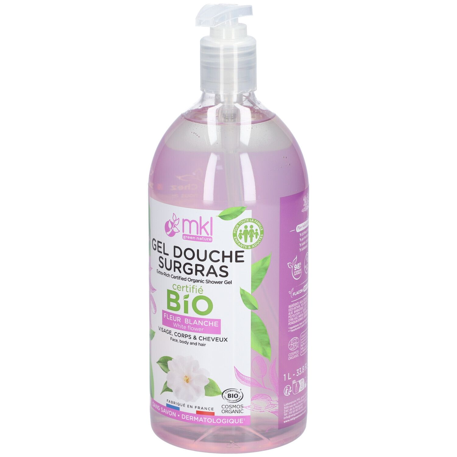 mkl GEL DOUCHE CERTIFIÉ BIO - FLEUR BLANCHE 1000 ml - Redcare Pharmacie